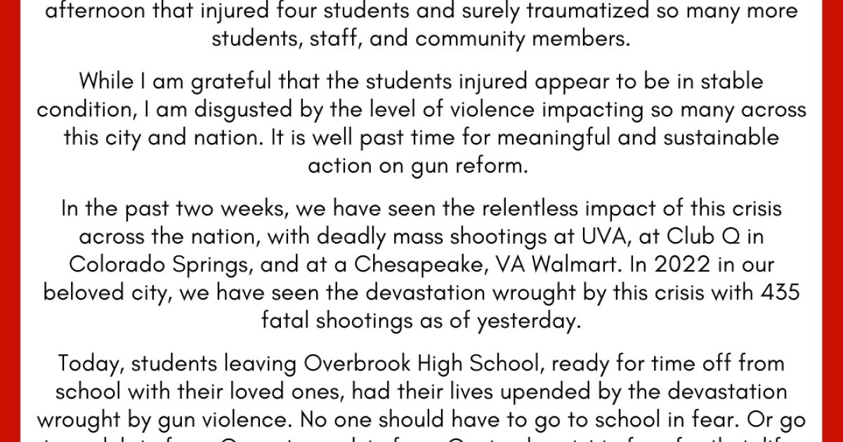 PFT PRESIDENT JERRY JORDAN ON SHOOTING OUTSIDE OF OVERBROOK HIGH SCHOOL ...