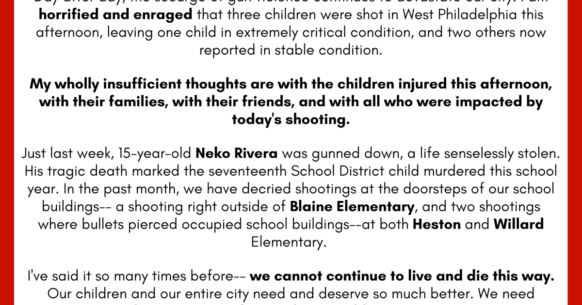 PFT PRESIDENT JERRY JORDAN ON TRIPLE SHOOTING INJURING THREE CHILDREN ...