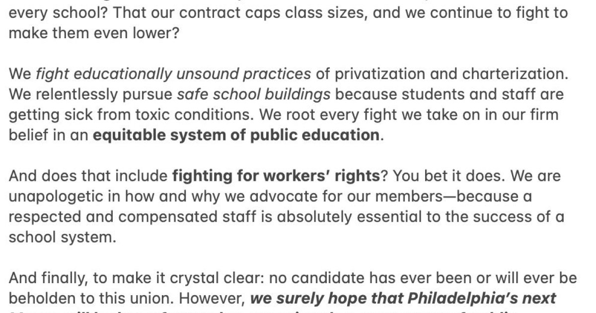 PFT RESPONDS TO INQUIRER EDITORIAL | Philadelphia Federation of Teachers