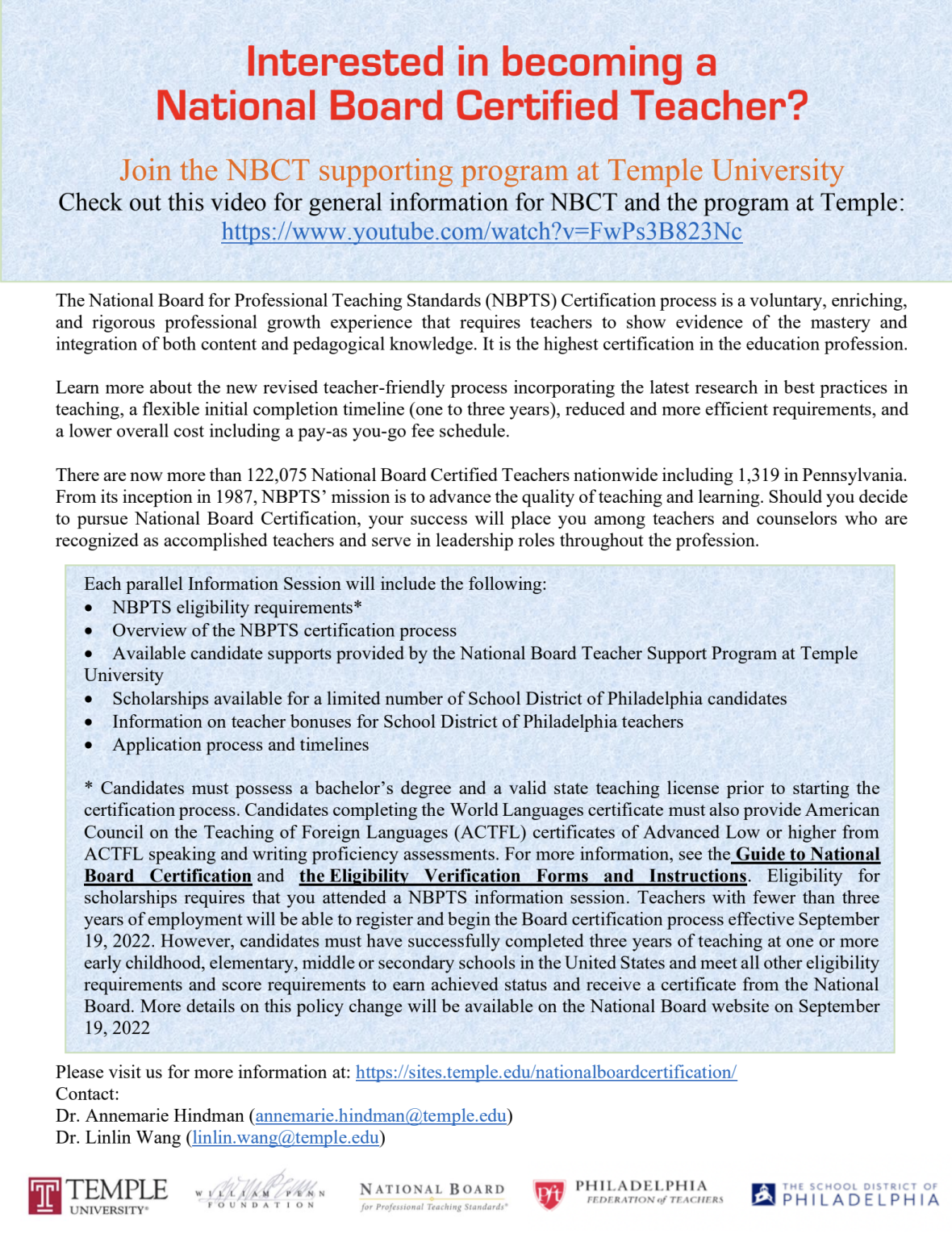 NBCT 2022-2023 | Philadelphia Federation of Teachers