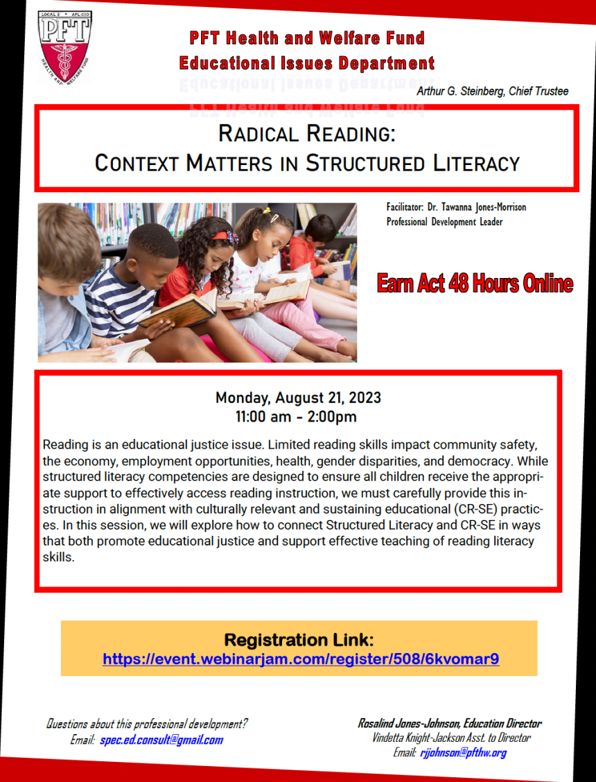 PD Opportunity: "Radical Reading" | Philadelphia Federation of Teachers